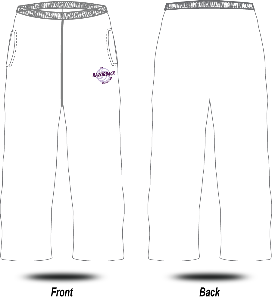 RAZORBACK NETBALL - Track Pants (White)